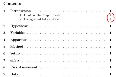 tocloft how to remove reference page numbers in table of contents