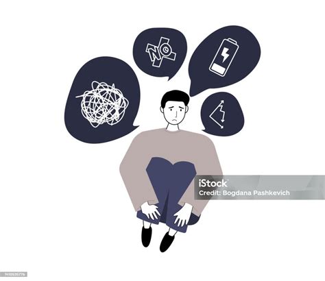 엉망인 생각으로 스트레스를받는 노동자 정서적 육체적 소진 피곤한 남자는 많은 메시지와 작업으로 바닥에 앉아 있습니다 정신 건강 문제 벡터 일러스트 레이션 개념 갇힌에 대한