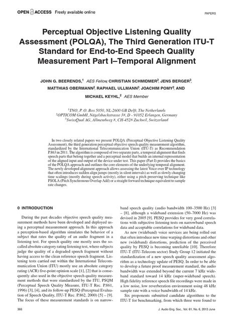 perceptual objective listening quality assessment polqa the third