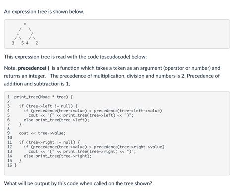 Solved An Expression Tree Is Shown Below This Chegg