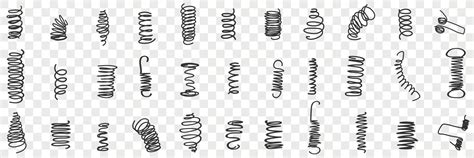 Springs Or Curves Scribbles Lines Doodle Set Collection Of Hand Drawn