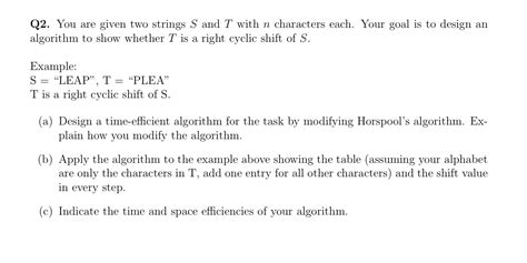 Solved By An EXPERT Q2 You Are Given Two Strings S And T With N Chegg Com