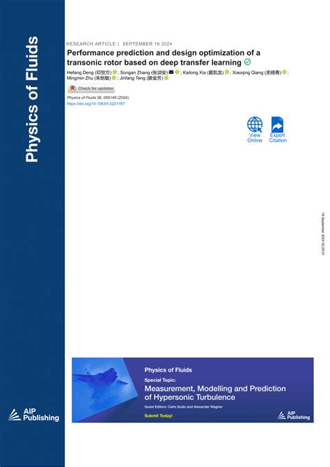 Pdf Performance Prediction And Design Optimization Of A Transonic