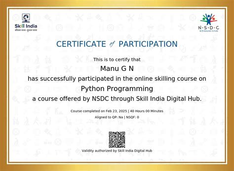 Python Certification Programming Learning Careergrowth Manu G N