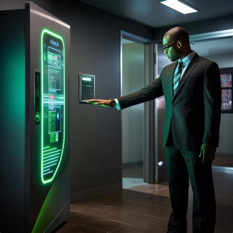 Premium Photo Black Businessman In Suit Using Futuristic Digital