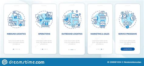 Value Chain Components Onboarding Mobile App Page Screen With Concepts Stock Vector