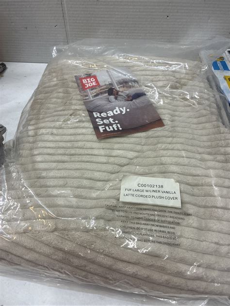 Big Joe Fuf Large W Liner Vanilla Latte Corded Plush Cover C00002138