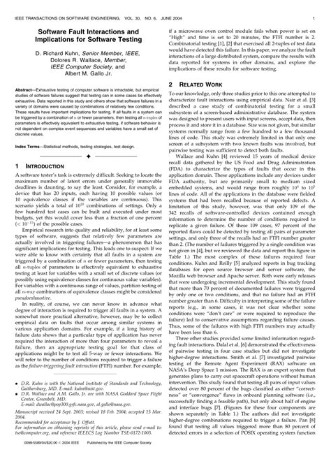 PDF Software Fault Interactions And Implications For Software Testing
