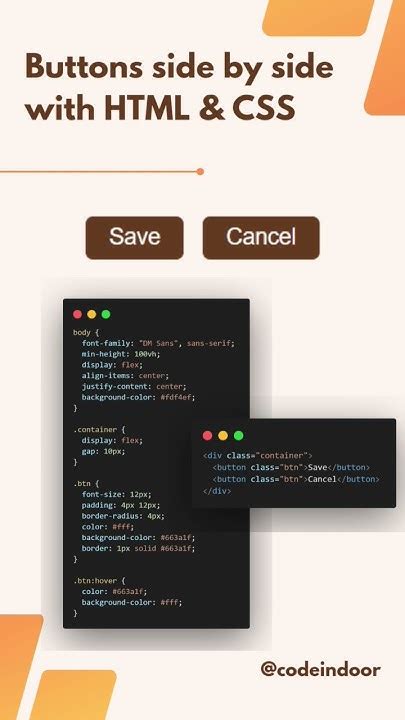 Buttons Side By Side With Html And Css Html Css Code Codeindoor Youtube