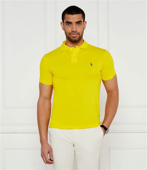 Полотениска с яка Polo Ralph Lauren Slim Fit Pique Цвят жълт