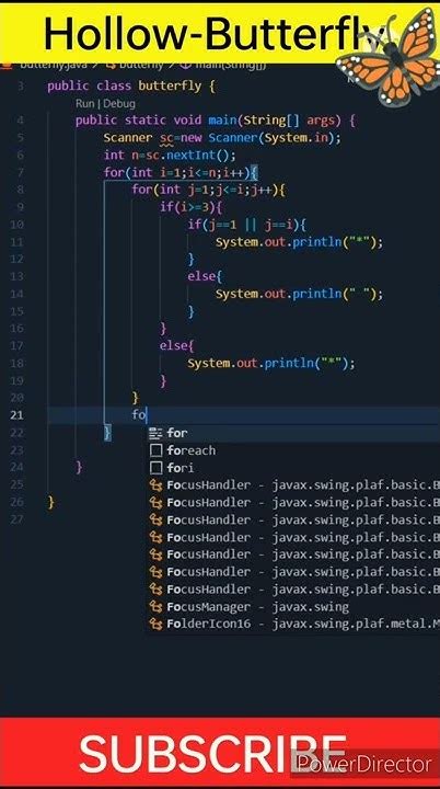 Hollow Butterfly In Java Pattern Question In Java 👨‍💻coding Shorts Ytshorts Youtube