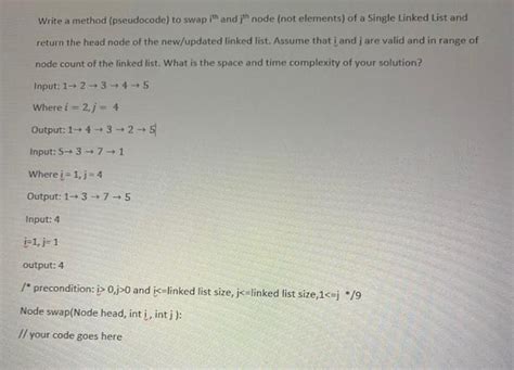 Solved Write A Method Pseudocode To Swap Ith And ſnode