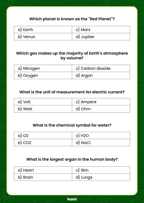 General Science Quiz For Teachers Perfect For Grades 10th 11th 12th 5th 6th 7th 8th 9th