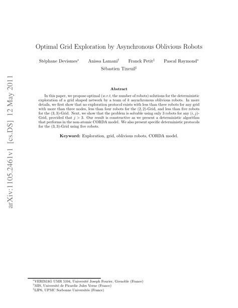pdf optimal grid exploration by asynchronous oblivious robots