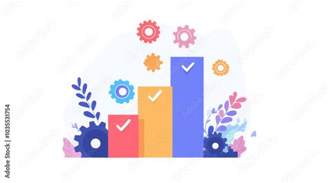 Visualize Success Through Step By Step Process With Colorful Bar Graphs And Gears Symbolizing