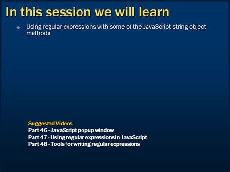 Sql Server Net And C Video Tutorial Javascript Strings And Regular