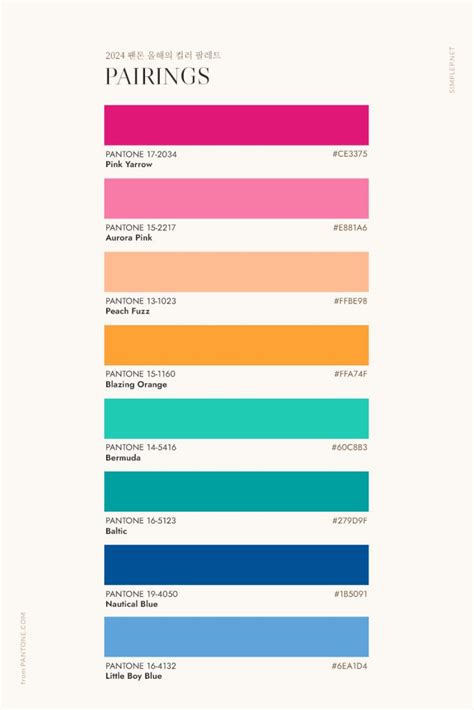 2024 팬톤 올해의 컬러 피치 퍼즈 Simple P