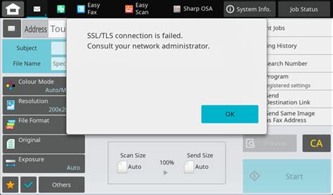 the message ssl tls connection is failed consult your network