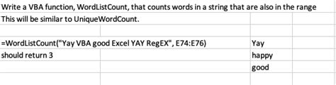 Solved Write A Vba Function Wordlistcount That Counts