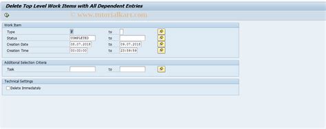 SWWL TOPLEVEL SAP Tcode Delete Top Level Work Item