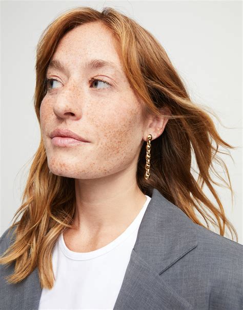 Long 18k Gold Plated Earrings With Bead Shaped Links