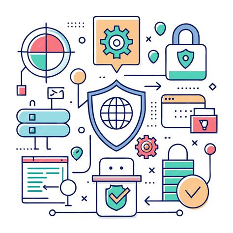 Network Security Concept With Icons Showing Data Protection Settings Lock And Safe Data Transfer
