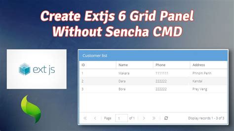 grid panel in extjs6 without sencha cmd youtube