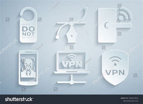 Set Vpn Computer Network Digital Door Stock Vector Royalty Free Shutterstock