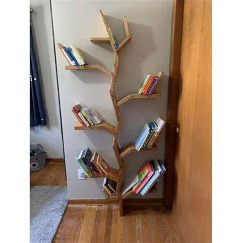 Unique Design Tree Shaped Bookcase Decorative Modern Wooden Etsy In Tree Bookshelf