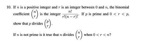 10 If N Is A Positive Integer And R Is An Integer
