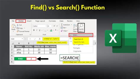 Ms Excel Find Vs Search Function Similarities And