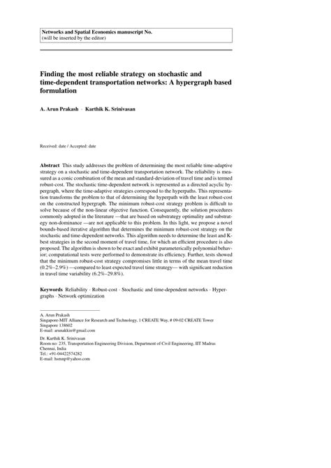 Pdf Finding The Most Reliable Strategy On Stochastic And Time