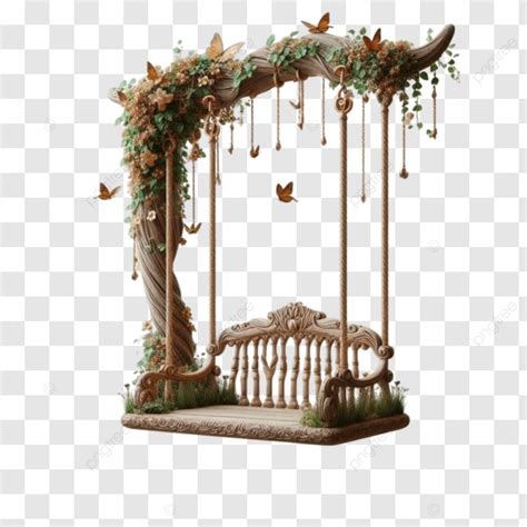 3d 나무 그네는 투명한 배경에 있습니다 3d 나무 그네는 투명한 배경에 있습니다 나무 그네 그네 Png 일러스트 및