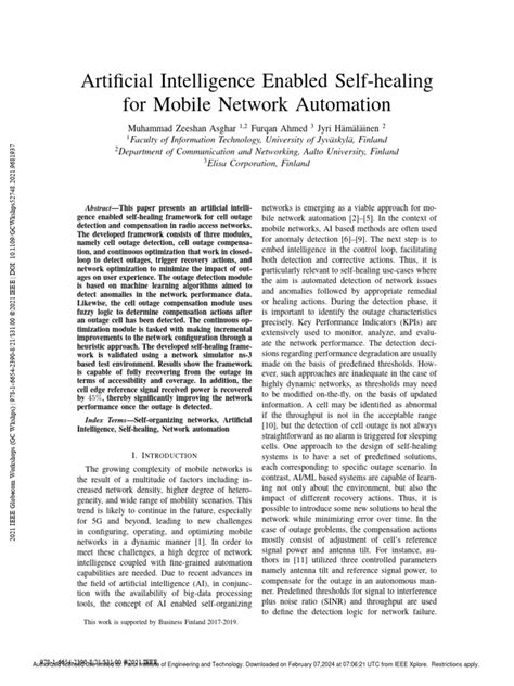 Artificial Intelligence Enabled Self Healing For Mobile Network