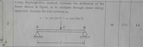 Solved Using Rayleigh Ritz Method Estimate The Deflection