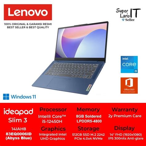 Jual Lenovo Ideapad Slim Iah Id I H Gb Gb Ips W Ohs Shopee Indonesia