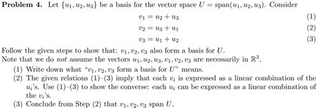 solved problem 4 let {u1 u2 u3} be a basis for the vector