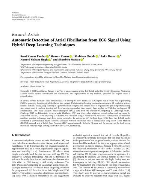 pdf automatic detection of atrial fibrillation from ecg signal using