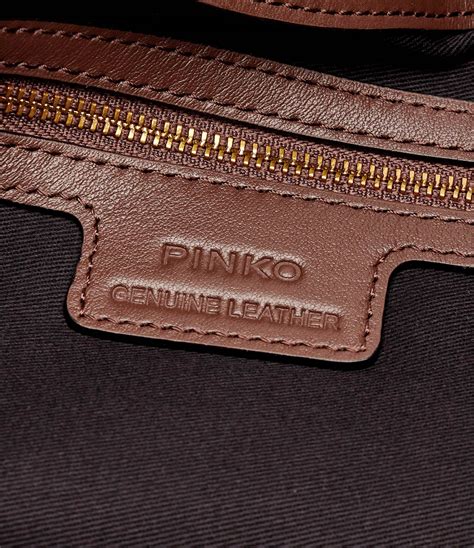 Leather Shopper Bag Classic Pinko Color Brown Gomezplen