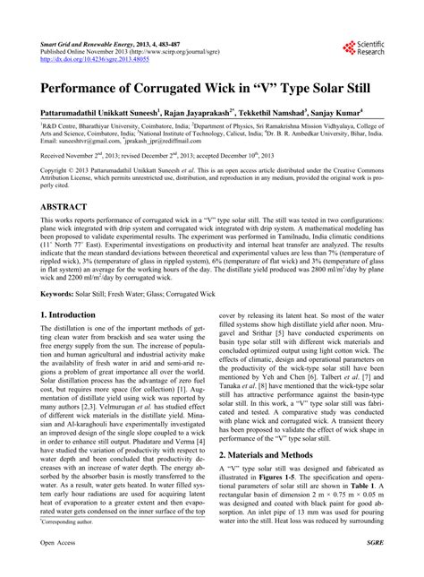 Pdf Performance Of Corrugated Wick In “v” Type Solar Still