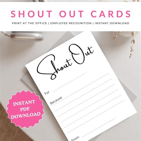 Staff Shout Out Cards Employee Engagement Printable Templates