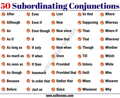 50 Important Subordinating Conjunctions In English Grammar