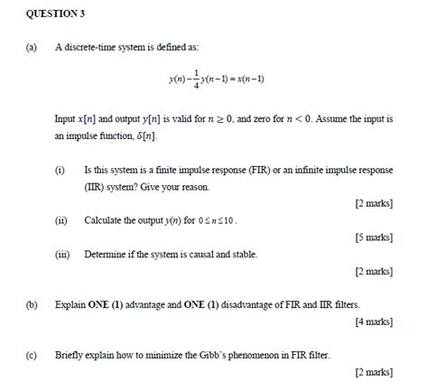 Solved QUESTION A Discrete Time System Is Defined As Vin Chegg Com