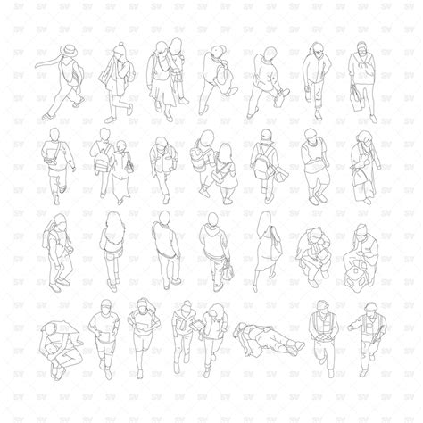 Isometric People Flat Vector People Silhouette Digital File Of 20