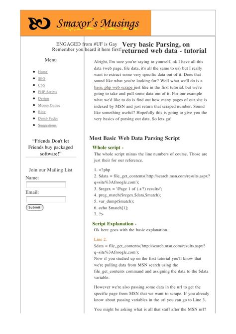 Basic Php Web Scraping Script Tutorial Oooff Pdf World Wide Web Internet And Web