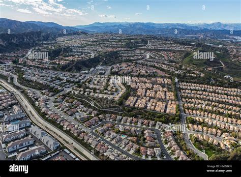 Aerial Of The Stevenson Ranch Suburban Community In Los Angeles County