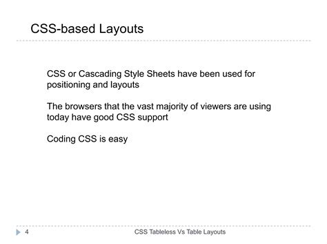 Css Tableless Vs Table Layouts Ppt Free Download