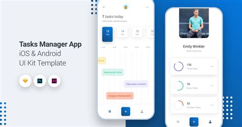 task manager app ios and android ui kit template ux and ui kits ft task
