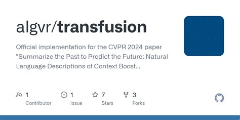 Github Algvr Transfusion Official Implementation For The Cvpr Paper Summarize The Past