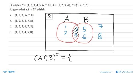 Diketahui S {1 2 3 4 5 6 7 8} A {1 2 3 4} B {3 4 5 6} Anggota Dari